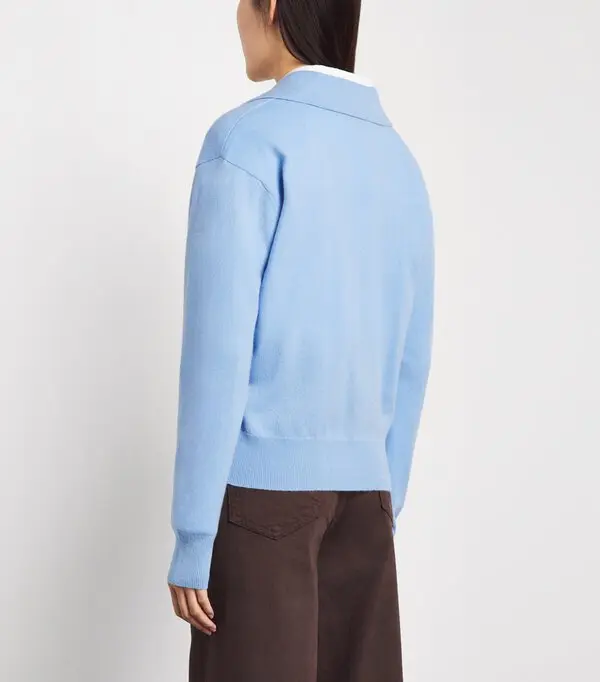Claudie Pierlot Wool-cashmere Polo Sweater - Blue
