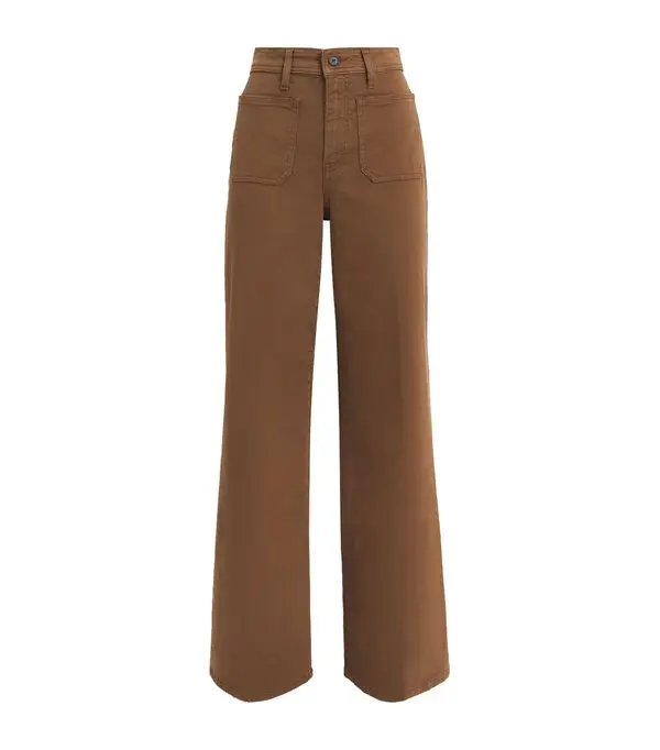 FRAME Cotton-blend Harbour Palazzo Trousers - Brown