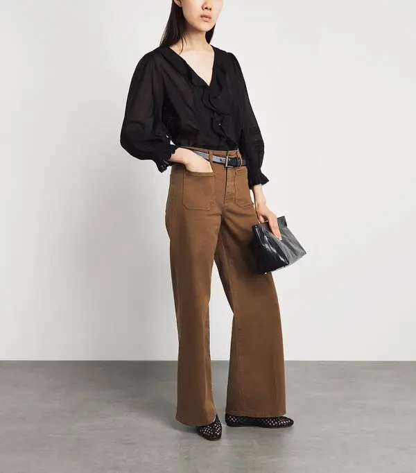 FRAME Cotton-blend Harbour Palazzo Trousers - Brown