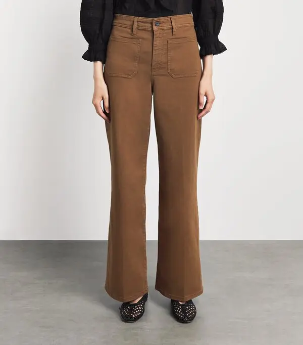 FRAME Cotton-blend Harbour Palazzo Trousers - Brown