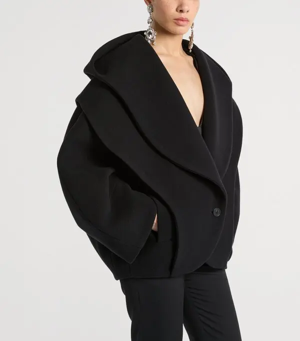 Balmain Virgin Wool Oversized Pea Coat