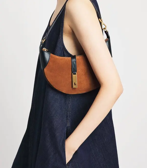Polo Ralph Lauren Mini Suede Polo Id Shoulder Bag - Brown