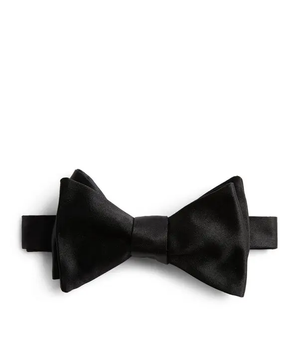 Ralph Lauren Purple Label Silk Satin Bow Tie - Black