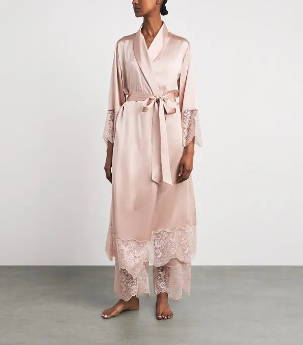 Harrods Silk Lace-trim Short Night Robe