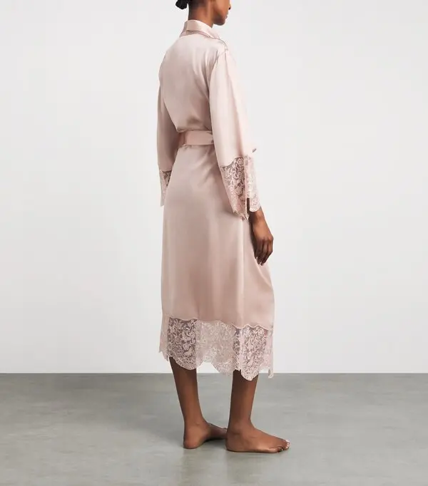 Harrods Silk Lace-trim Short Night Robe