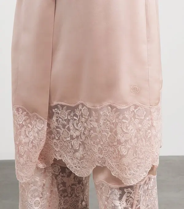 Harrods Silk Lace-trim Short Night Robe