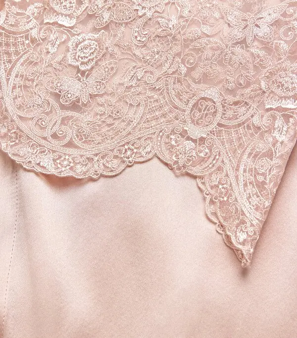 Harrods Silk Lace-trim Short Night Robe
