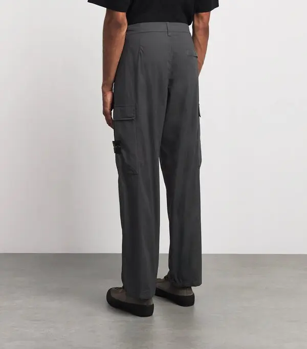 Stone Island Stretch Cotton Cargo Trousers - Black