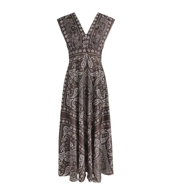 Sandro Paisley Print Sleeveless Maxi Dress - Brown