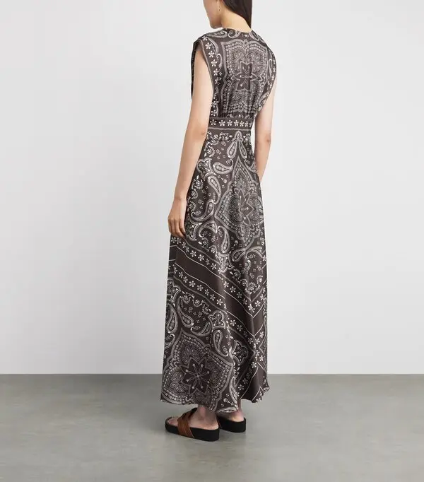 Sandro Paisley Print Sleeveless Maxi Dress - Brown
