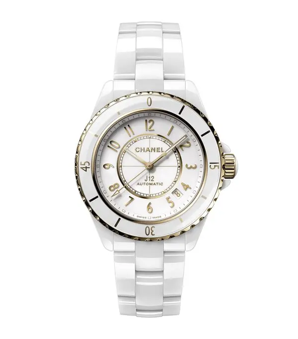 Chanel J12 Calibre 12.1 Watch In Yellow Gold And Ceramic - White