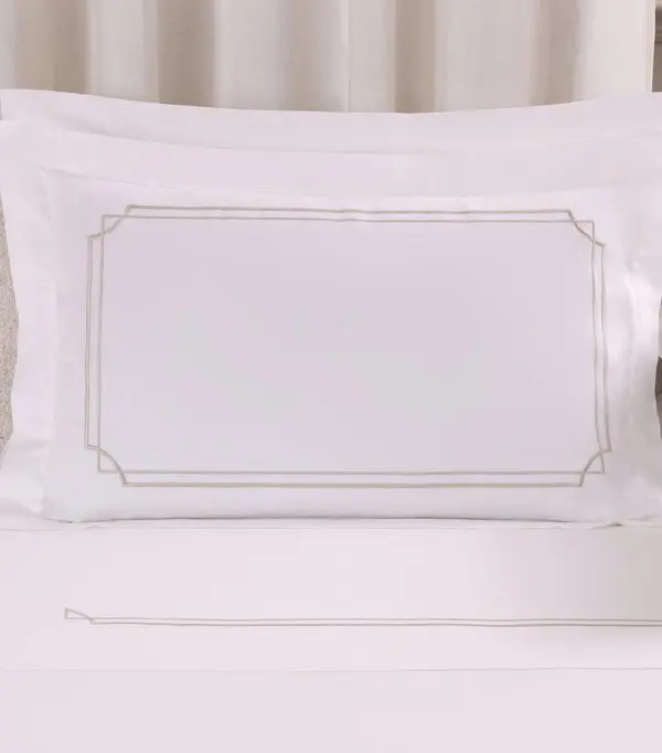 Frette Cotton Layering Embroidery Oxford Pillowcase - Beige