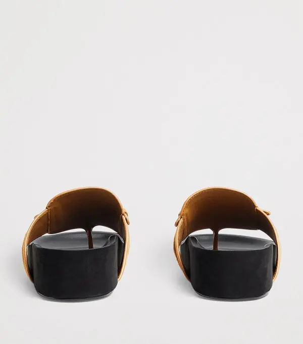 Sandro Suede Platform Flip Flops With Buckle Detail