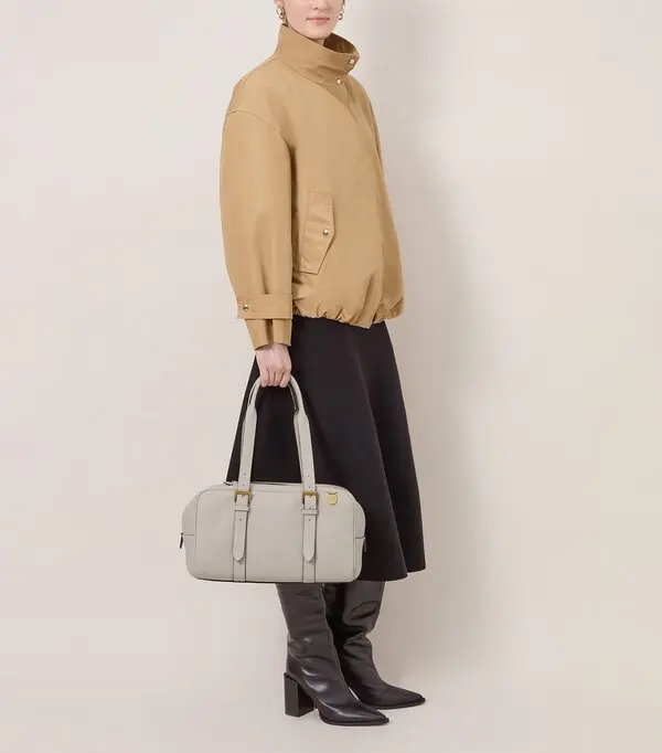 Mulberry Grained Leather Boston Shoulder Bag - White