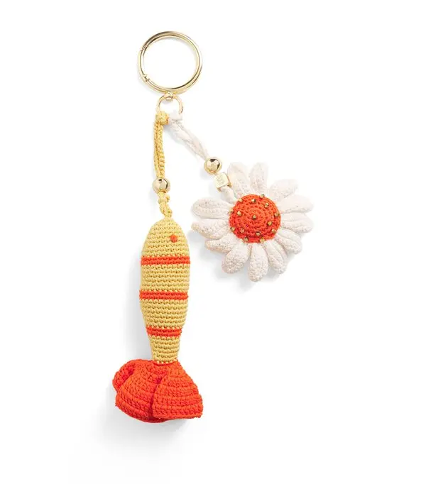 Sandro Crochet Fish Keyring - Beige