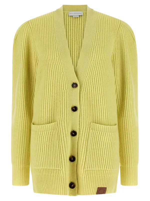 Stella McCartney Ribbed Wool V-neck Cardigan - Yellow