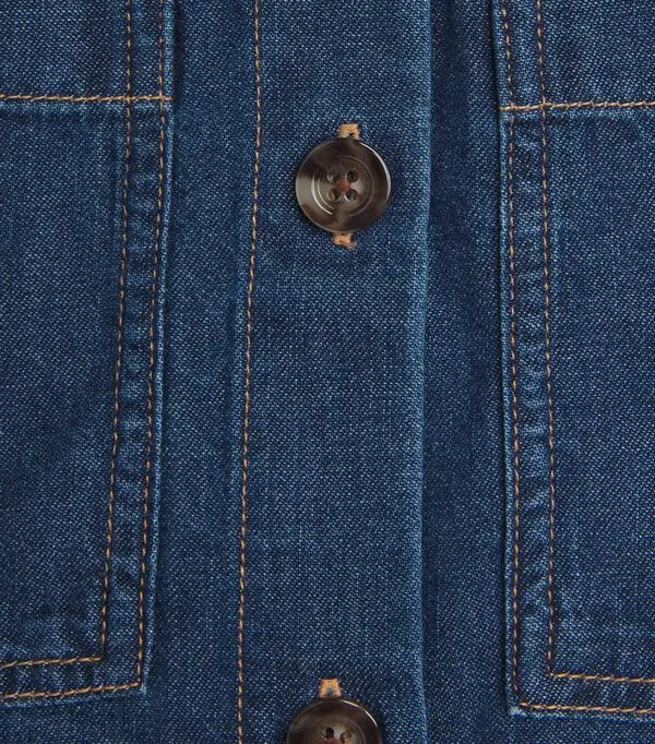 Veronica Beard Chambray Boxy Cropped Shirt