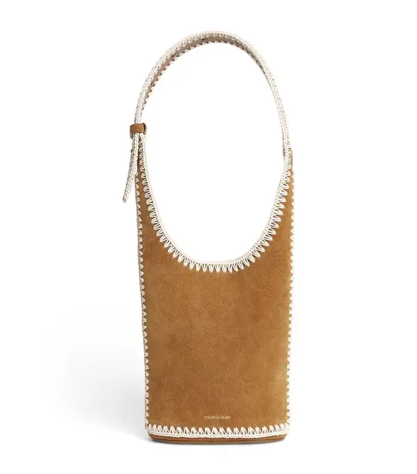 Veronica Beard Suede Whipstitch Loop Shoulder Bag - Brown