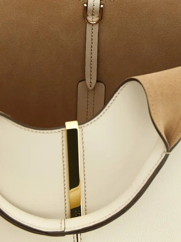 TOD'S Mini Shopping Bag With Metal Plate Detail - White