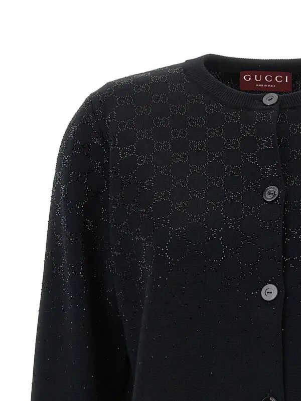 Gucci Gg Crystal Embellished Wool Cardigan