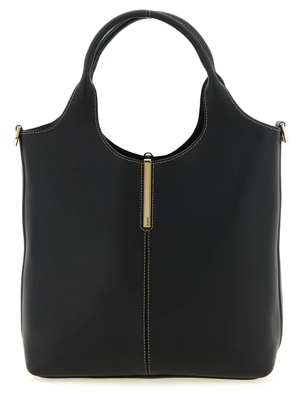 TOD'S Small Metal Plate Shopping Bag - Black