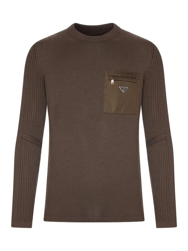 Prada Wool Sweater With Re-nylon Pocket