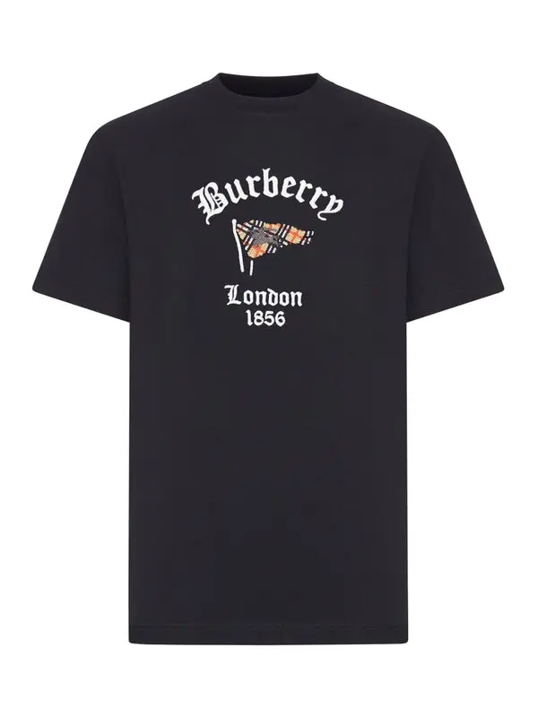 Burberry Cotton T-shirt With Front Logo - Black