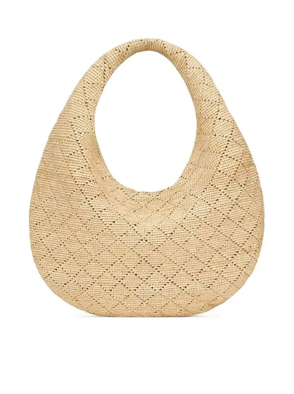 Saint Laurent Icare Raffia Hobo Bag - Cream
