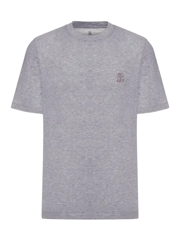 Brunello Cucinelli Cotton T-shirt With Contrasting Logo Print - Gray