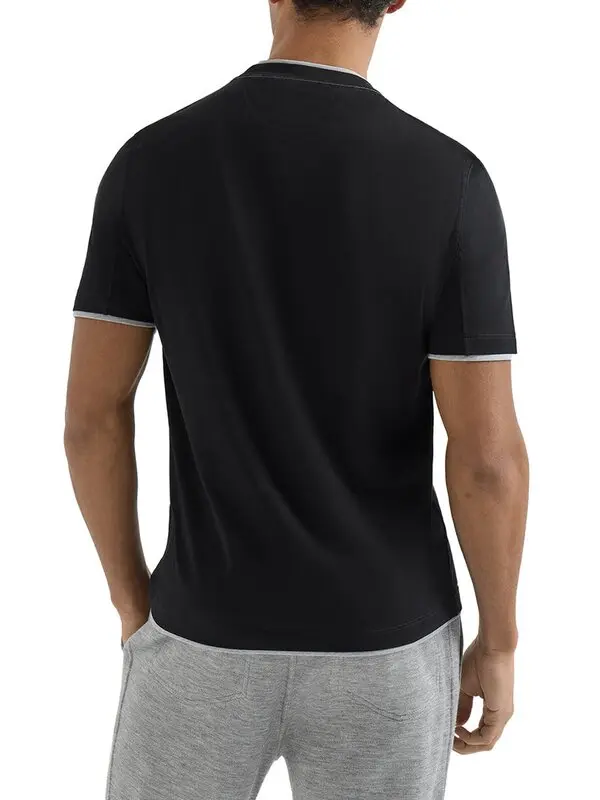Brunello Cucinelli Cotton T-shirt With Front Logo And Contrasting Trim