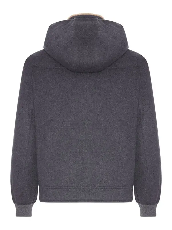 Brunello Cucinelli Wool And Shearling Hooded Bomber Jacket - Multicolor