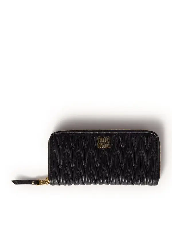 Miu Miu Large Nappa Matelasse Wallet - Black