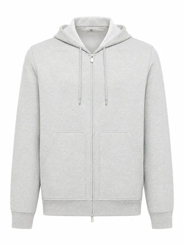 Brunello Cucinelli Double Cotton, Cashmere And Silk Sweatshirt With Zip And Hood - Gray