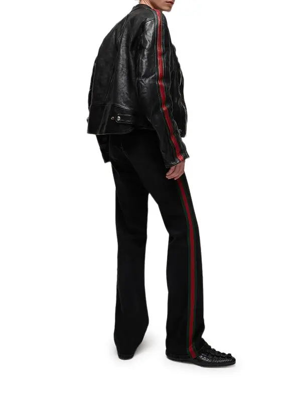 Gucci Buffalo Leather Bomber Jacket With Webbing