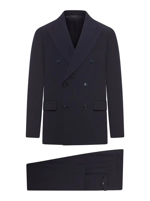 Giorgio Armani Royal Line Double Breasted Suit In Canneté Crepe Wool - Brown