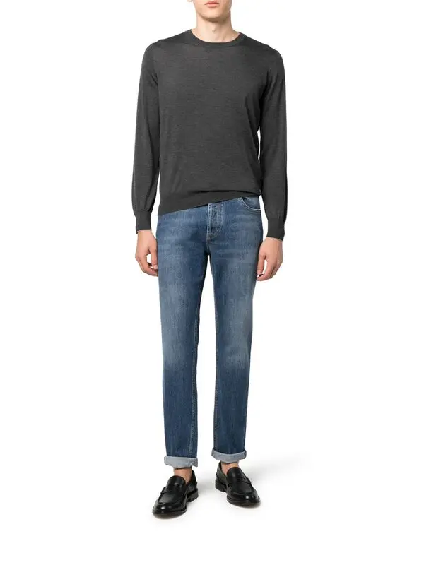 Brunello Cucinelli Medium Wash Distressed Cotton Denim Jeans