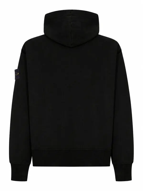 Stone Island Cotton Zip-up Hoodie With Detachable Badge