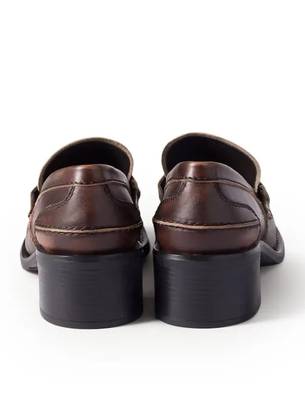 Miu Miu Deco Calfskin Heeled Loafers - Multicolor