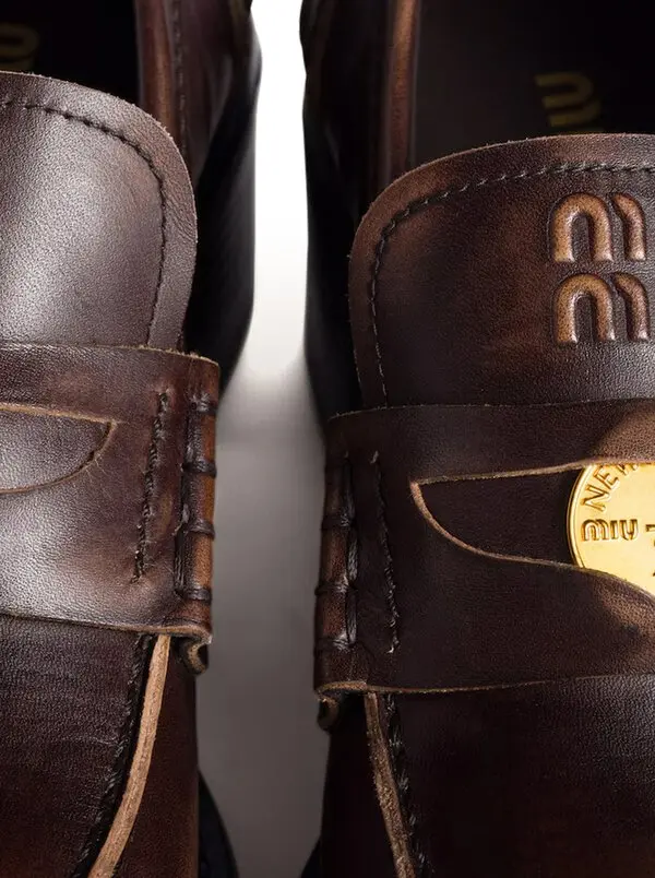 Miu Miu Deco Calfskin Heeled Loafers - Multicolor