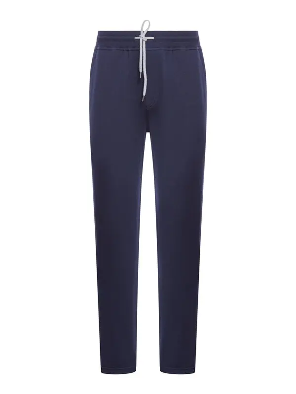 Brunello Cucinelli Double-band Cotton, Cashmere And Silk Sweatpants - Blue
