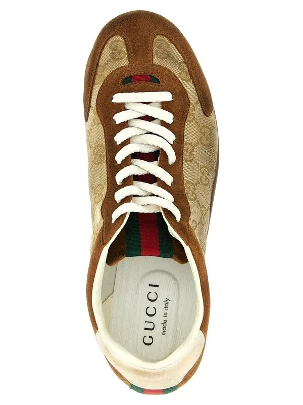 Gucci Shift Gg Fabric And Suede Sneakers