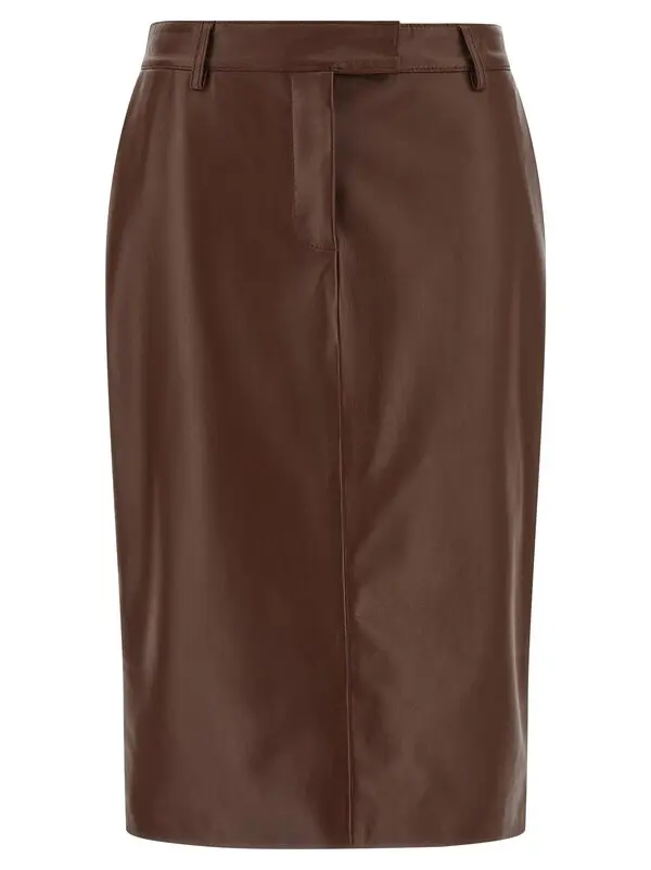 Giuseppe Di Morabito Leather Midi Skirt - Brown