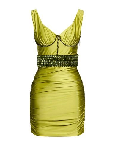 Elisabetta Franchi Embellished Satin Mini Dress - Lime Green