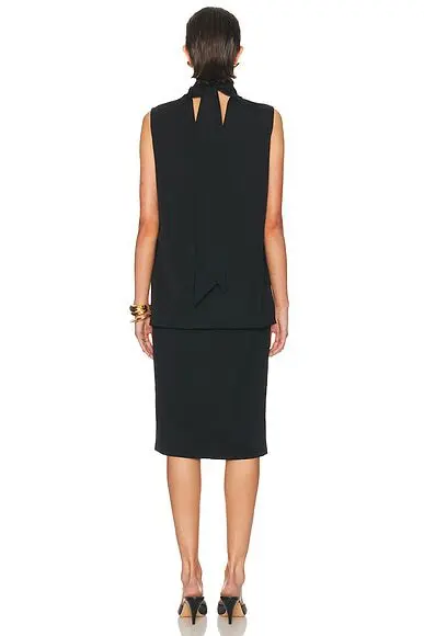Brandon Maxwell Noa Mock Neck Sleeveless Dress