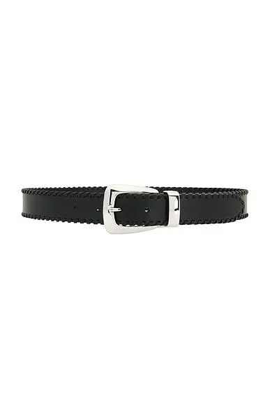 Khaite Benny Whipstitch Leather Belt - Black