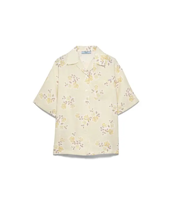 Prada Floral Print Linen Shirt