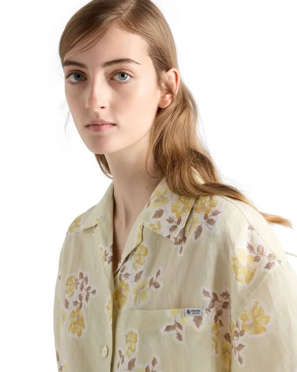 Prada Floral Print Linen Shirt