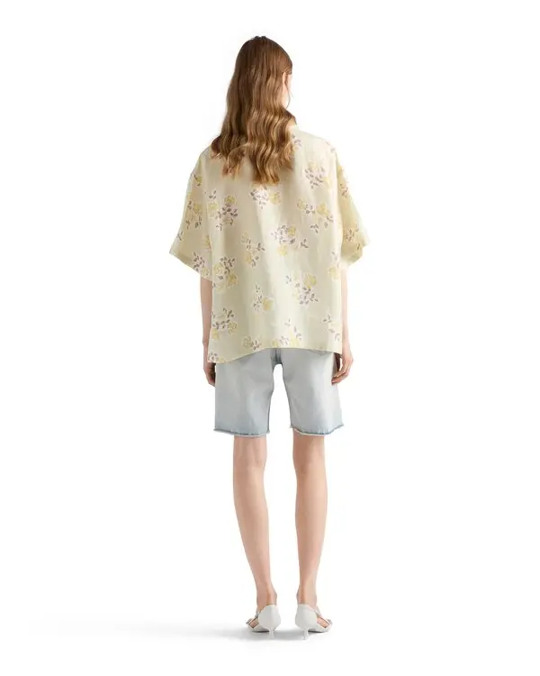 Prada Floral Print Linen Shirt