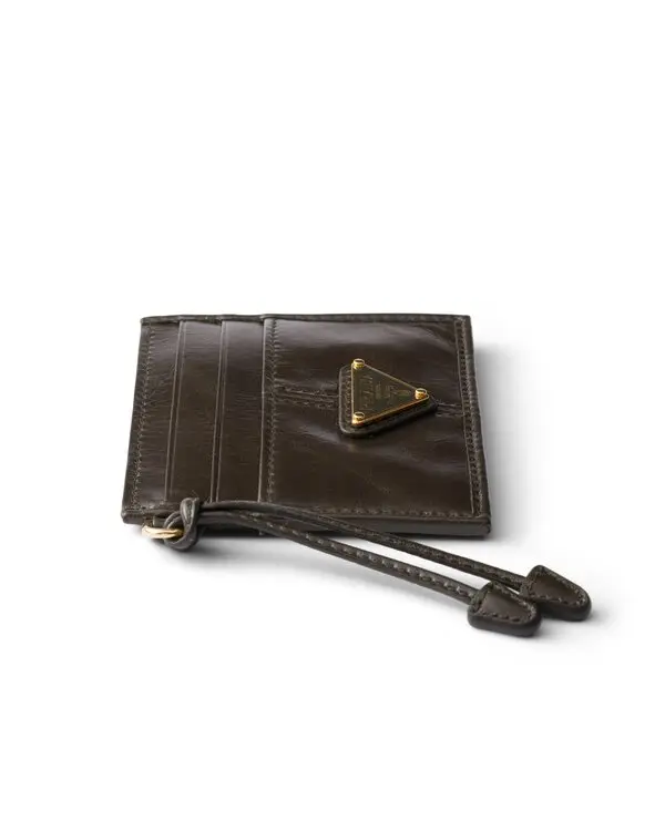 Prada Leather Card Holder - Forest