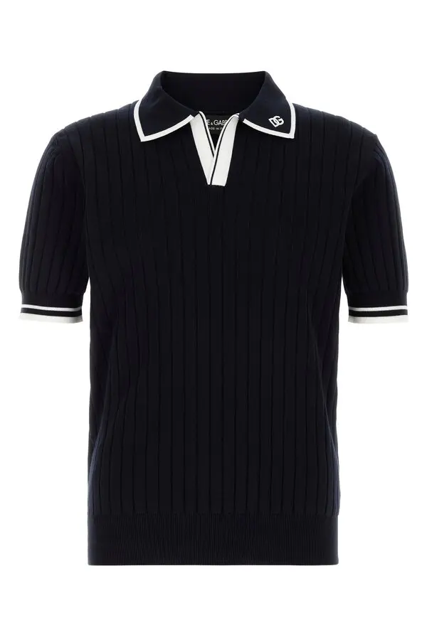 Dolce & Gabbana Midnight Knit Polo Shirt - Blue
